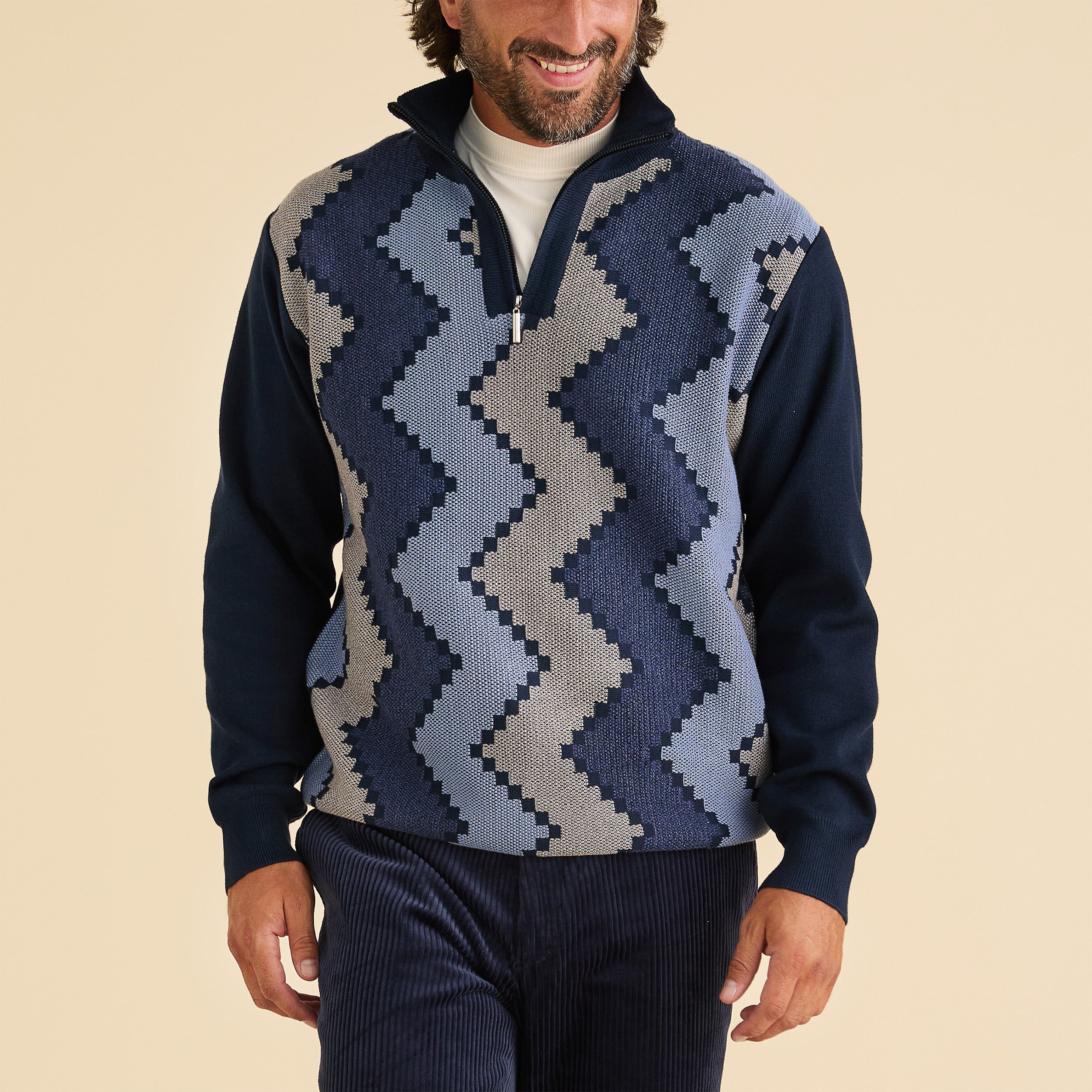 Zig-Zag Half Zip Sweater – INSERCH
